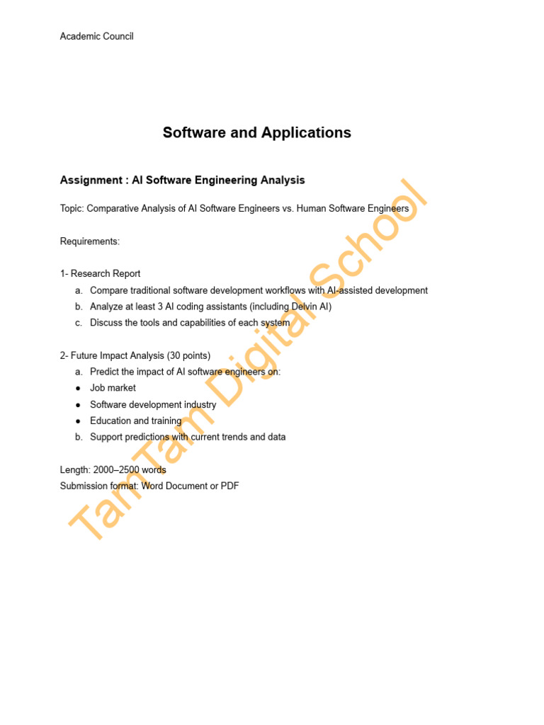 AI in Software and Applications Assignment | PDF