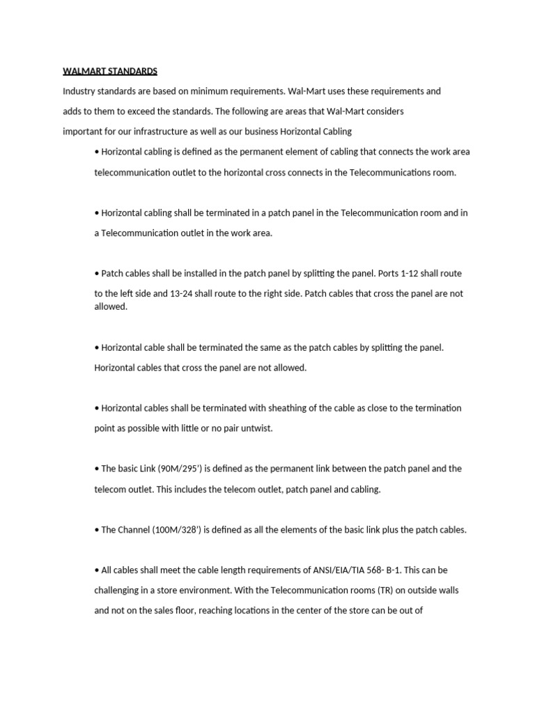 WalMart Cabling Standards | PDF | Electromagnetic Interference ...