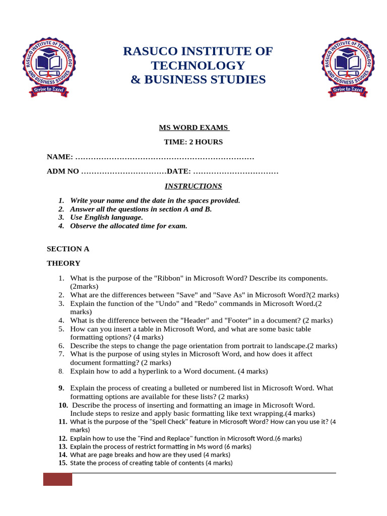 MS WORD 2 | PDF | Microsoft Word | Written Communication