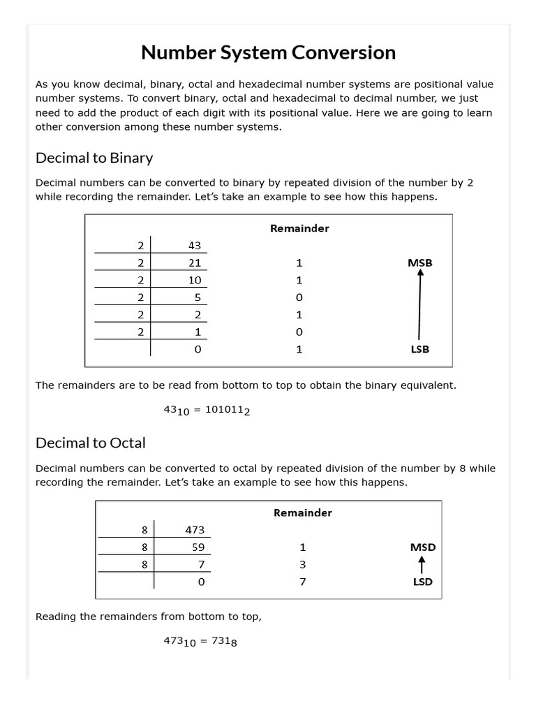 Number System Conversion | PDF | Decimal | Elementary Mathematics