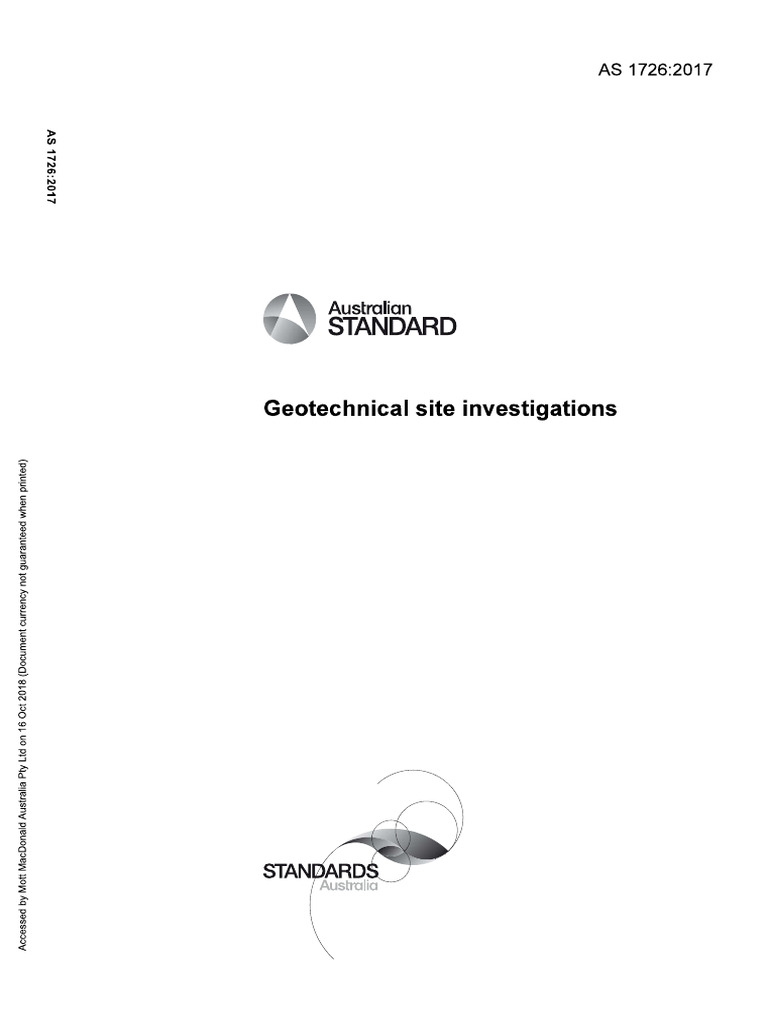 AS 1726:2017 Geotechnical Investigations | PDF | Soil | Geotechnical ...