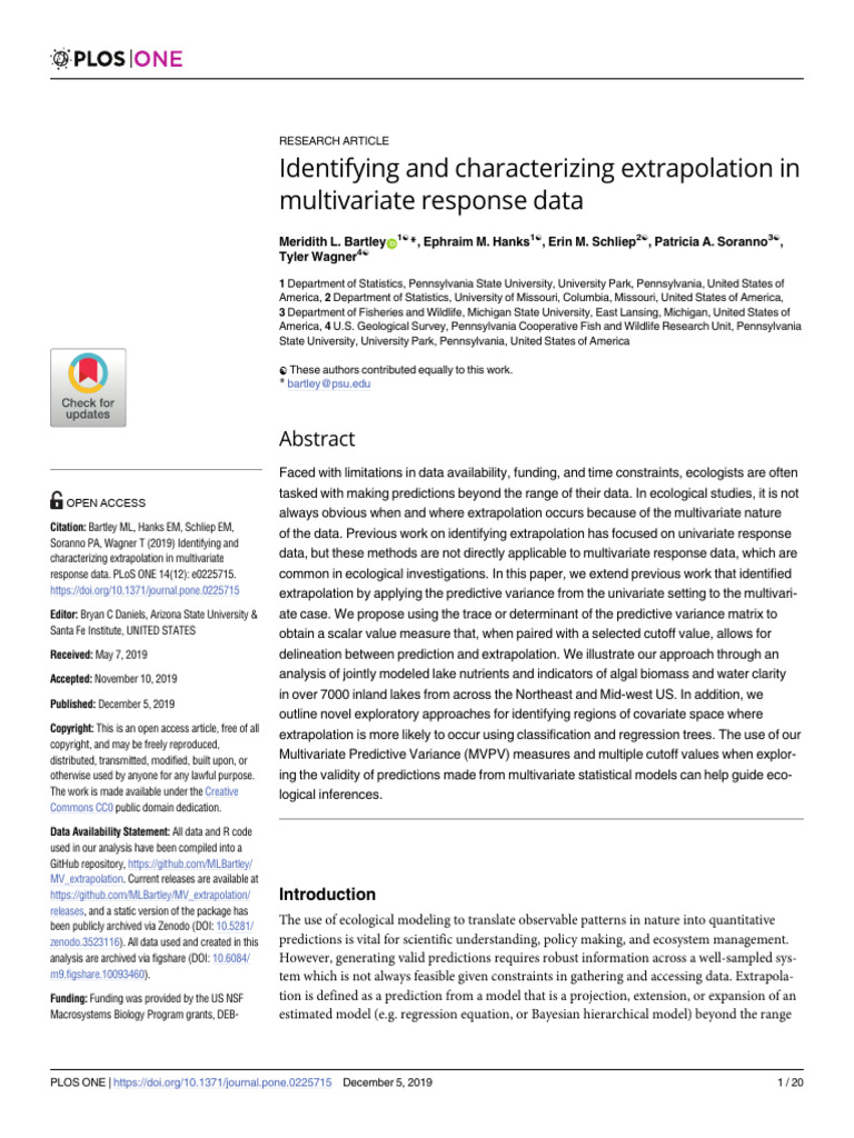 Identifying and Characterizing Extrapolation in Multivariate Response Data | PDF | Linear ...