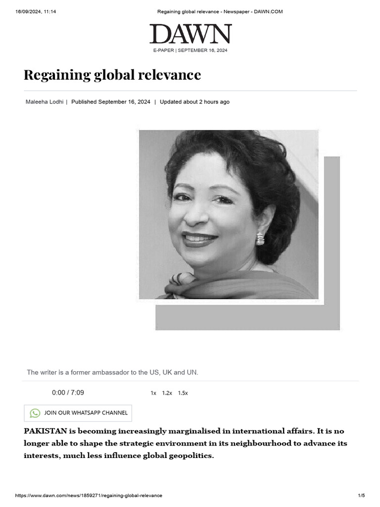 Regaining Global Relevance - Newspaper | PDF | Pakistan | International ...
