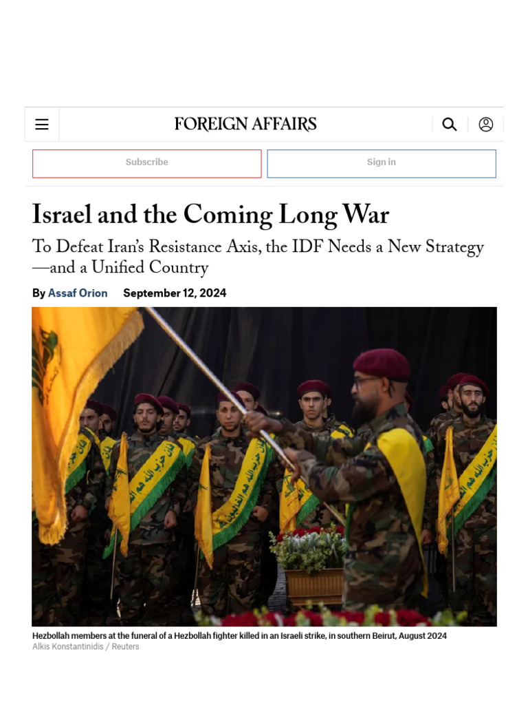 Israel and The Coming Long War - To Defeat Iran's Resistance Axis, The ...