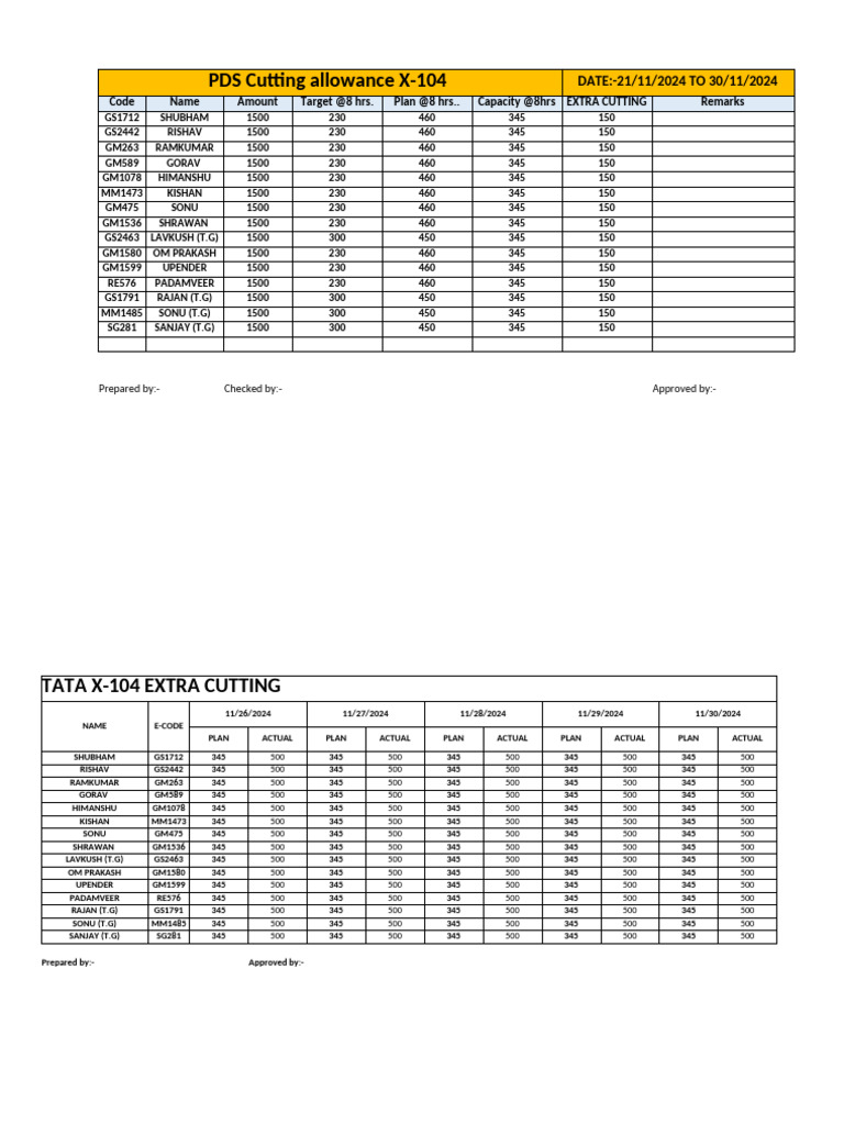 Extra Cutting Plan | PDF