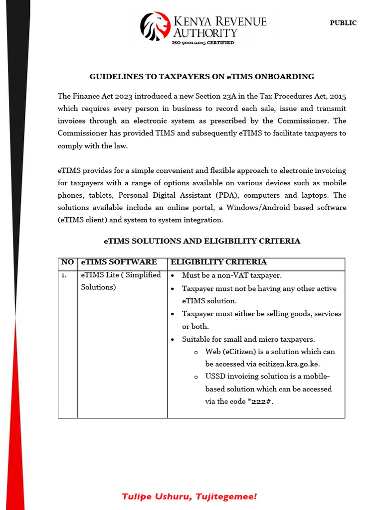 eTIMS Onboarding Guidelines for Taxpayers | PDF | Android (Operating ...
