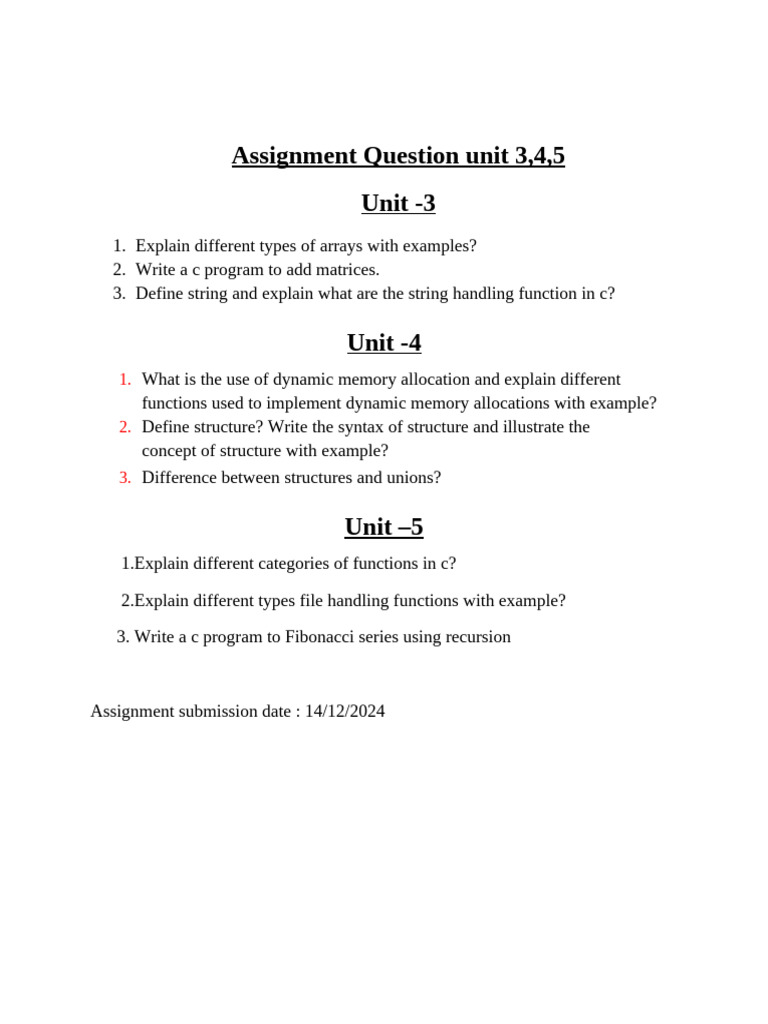 Assignment Question Unit 2 | PDF