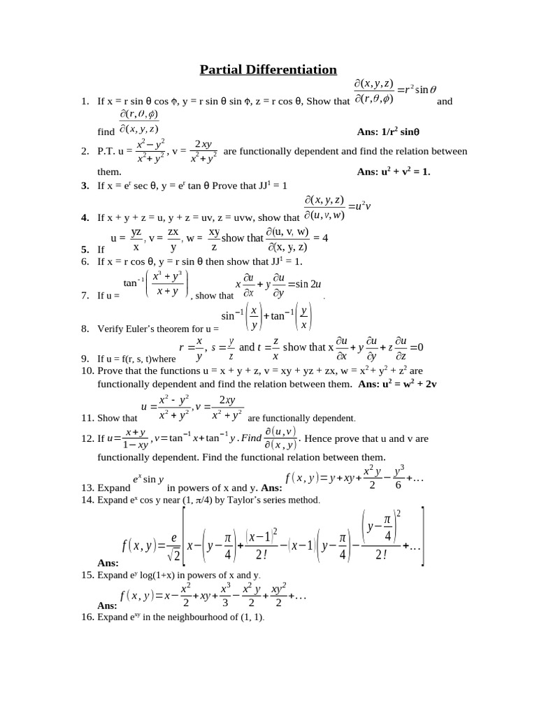 Partial Differentiation and Multiple Integrals | PDF | Mathematical ...