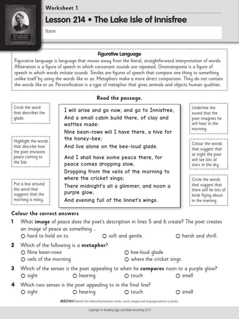 Year 6 Reading Practice 07 | PDF | Poetry