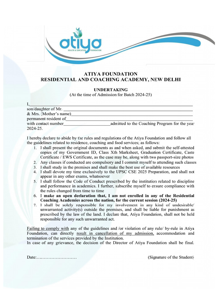 Atiya Undertaking B25 | PDF