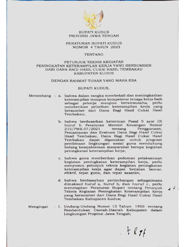 Perbup 4 Tahun 2023 | PDF