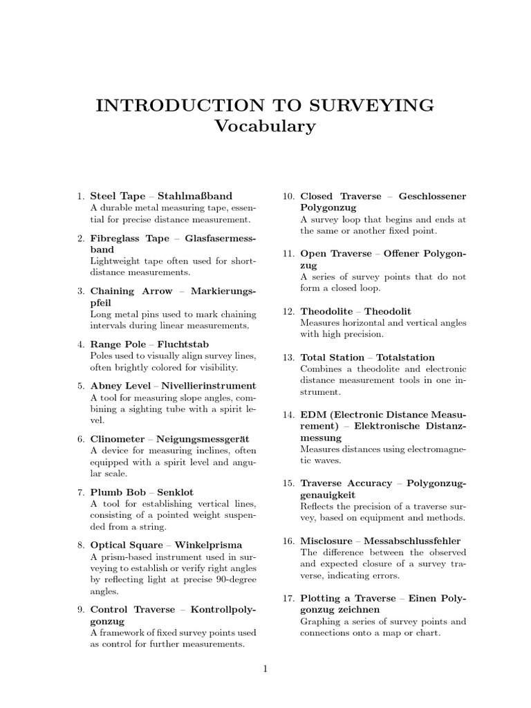 Vokabular_list | PDF | Surveying | Geographical Technology