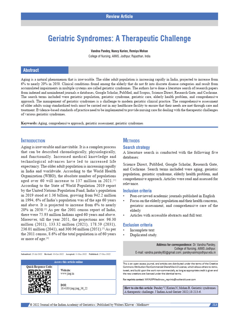 Geriatric Syndromes: Challenges in Care | PDF | Geriatrics | Dementia
