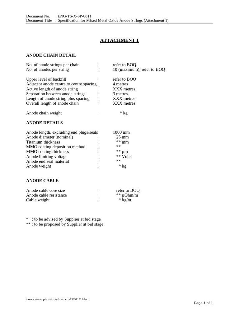 ENG-TS-X-SP-0011 Attachment 1 | PDF