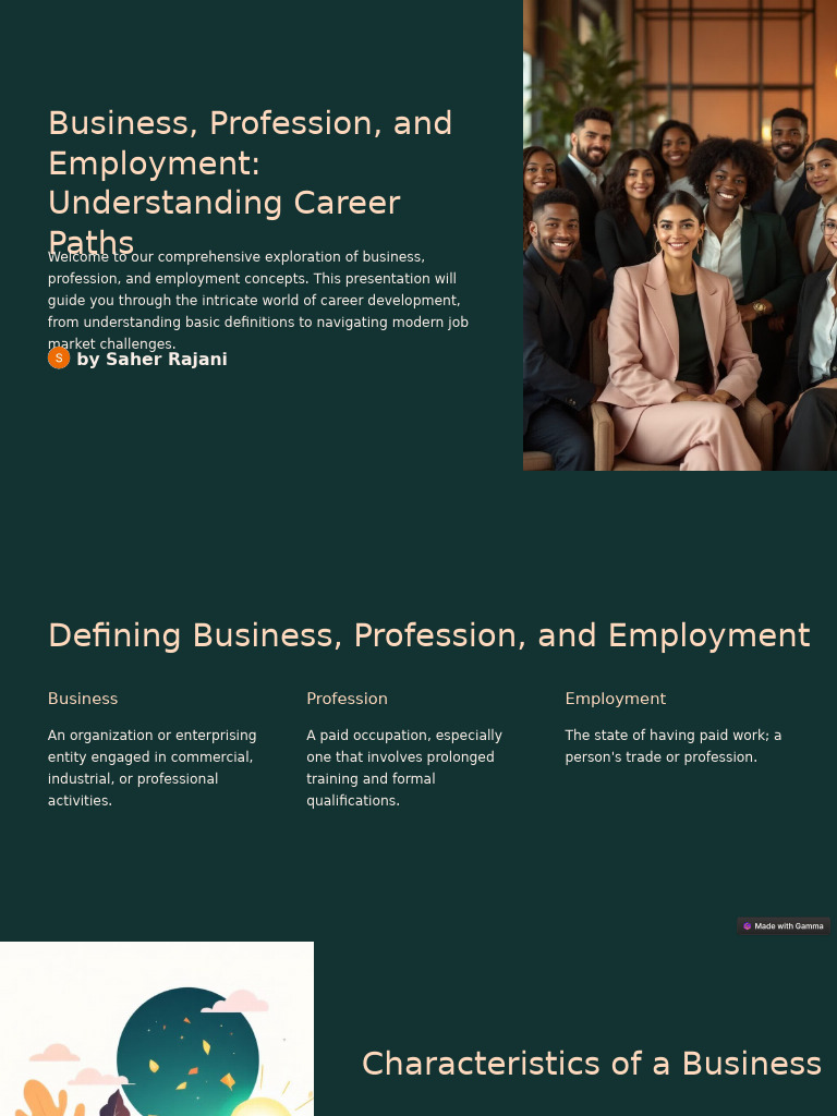Unit 1.4 Business Profession and Employment Understanding Career Paths ...