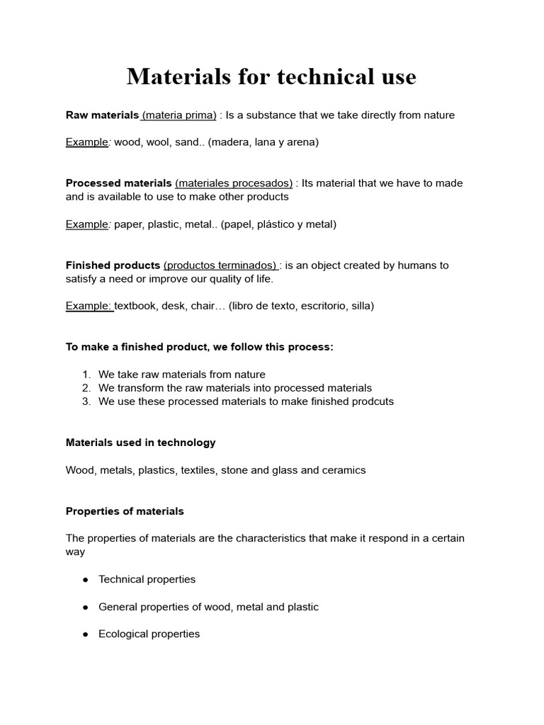 Types and Properties of Technical Materials | PDF | Metals | Fibers