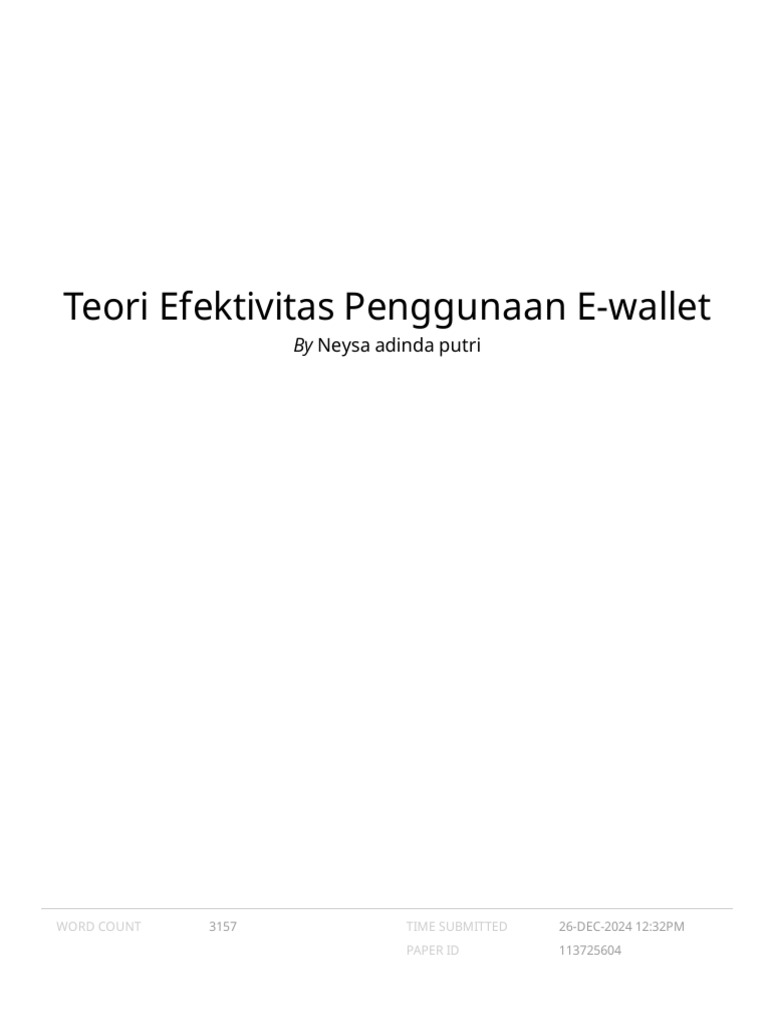 Teori Efektivitas Penggunaan E Wallet | PDF