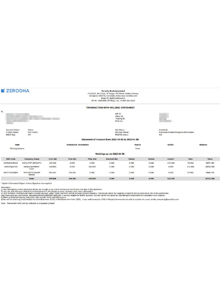 IUL340LE Holding Statement | PDF
