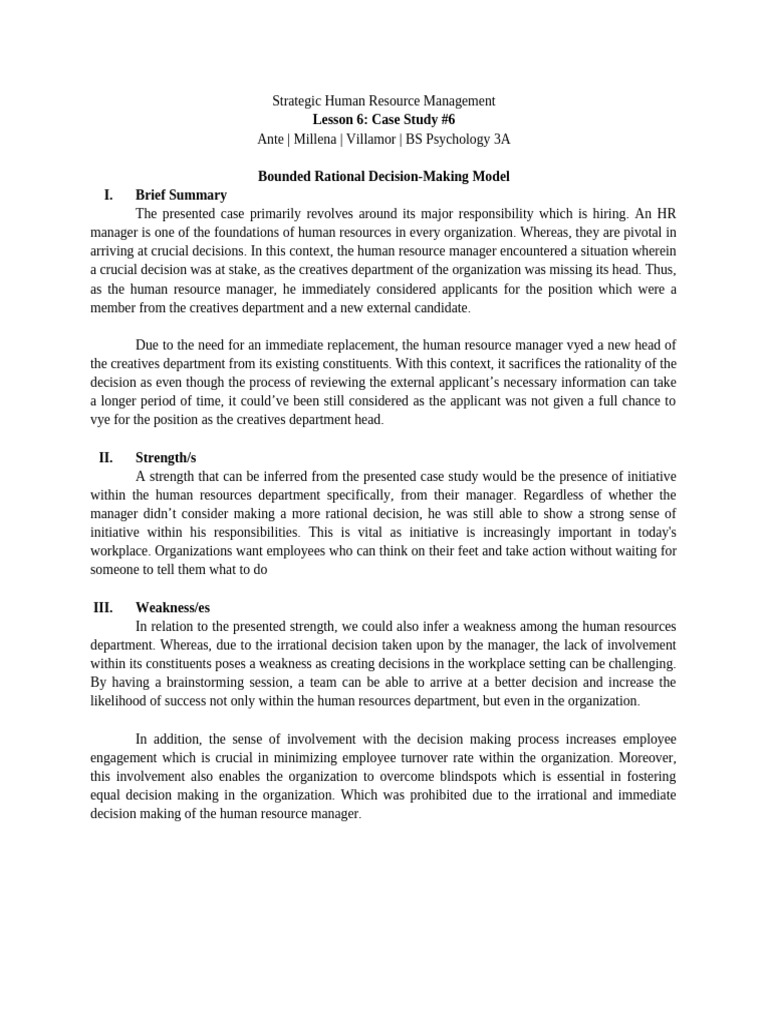 SHRM Case Analysis 6 | PDF | Human Resource Management | Creativity