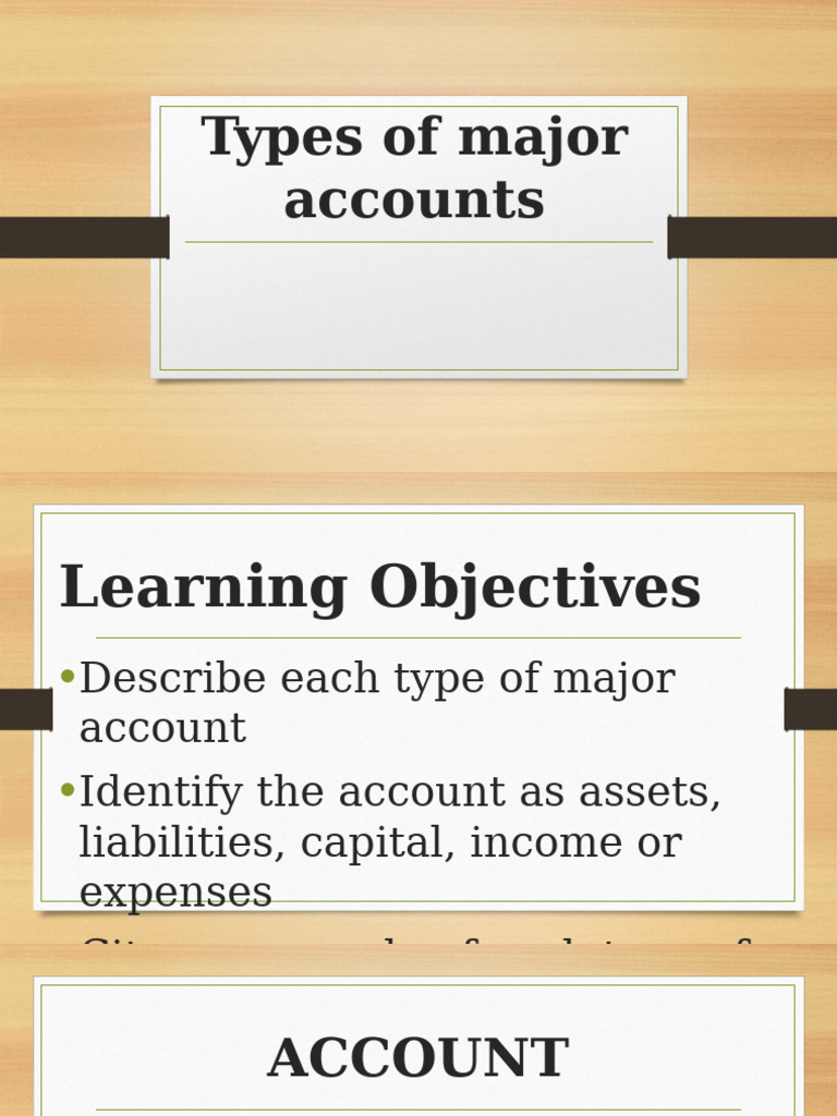 Types of Major Accounting Accounts | PDF | Expense | Equity (Finance)