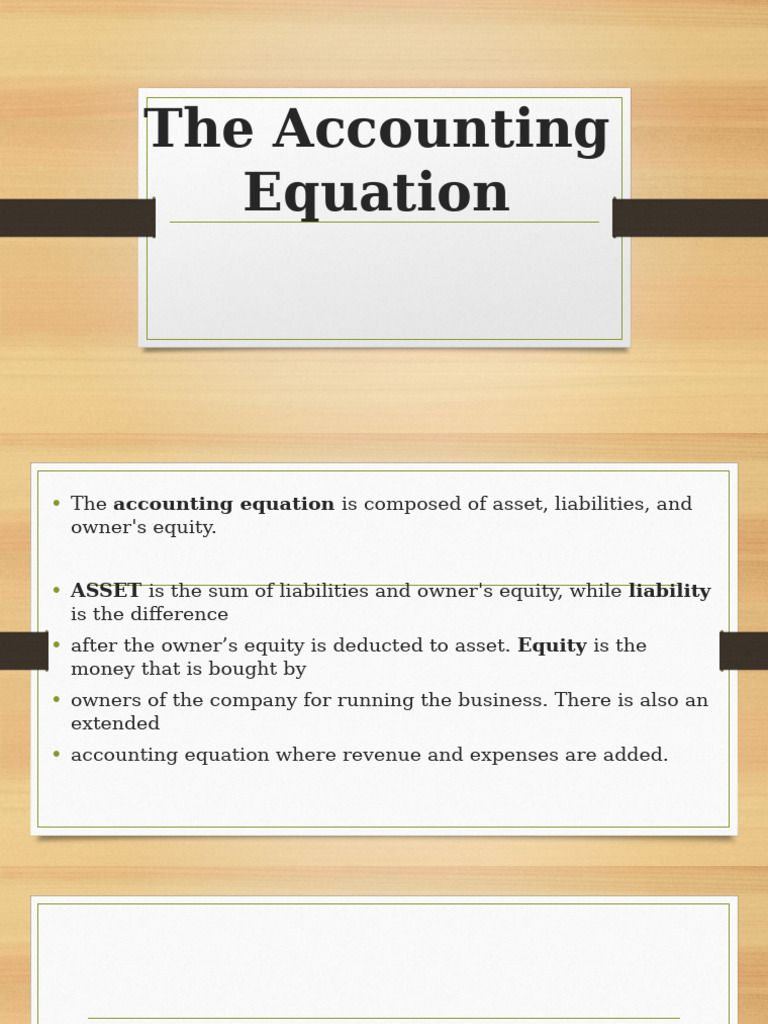 The Accounting Equation | PDF | Equity (Finance) | Debits And Credits