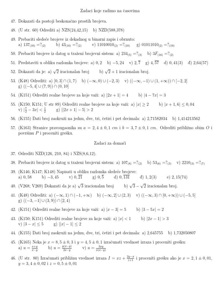Zadaci Prvi Razred Fajl 6 | PDF