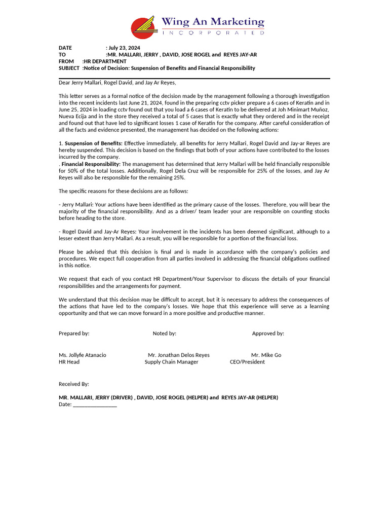 NOTICE OF DECISION | PDF | Business