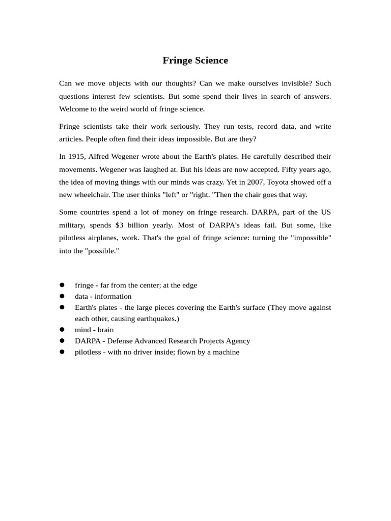 Unit 1 - Fringe Science | PDF