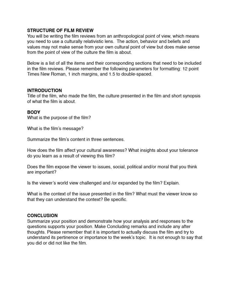 Film Review Directions | PDF