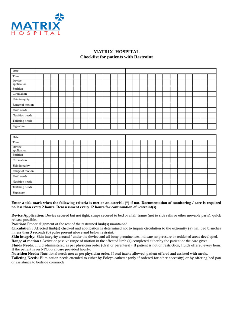 Restraint Monitoring and Documentation Guide | PDF