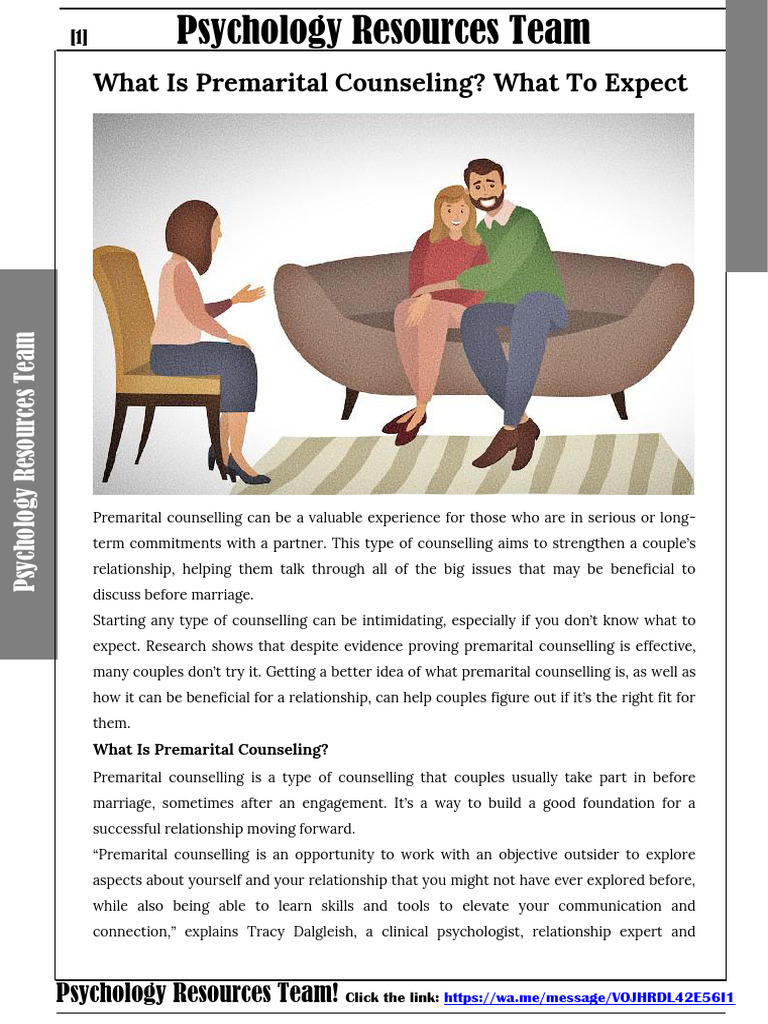 What Is Premarital Counseling What To Expect Pdf Psychotherapy