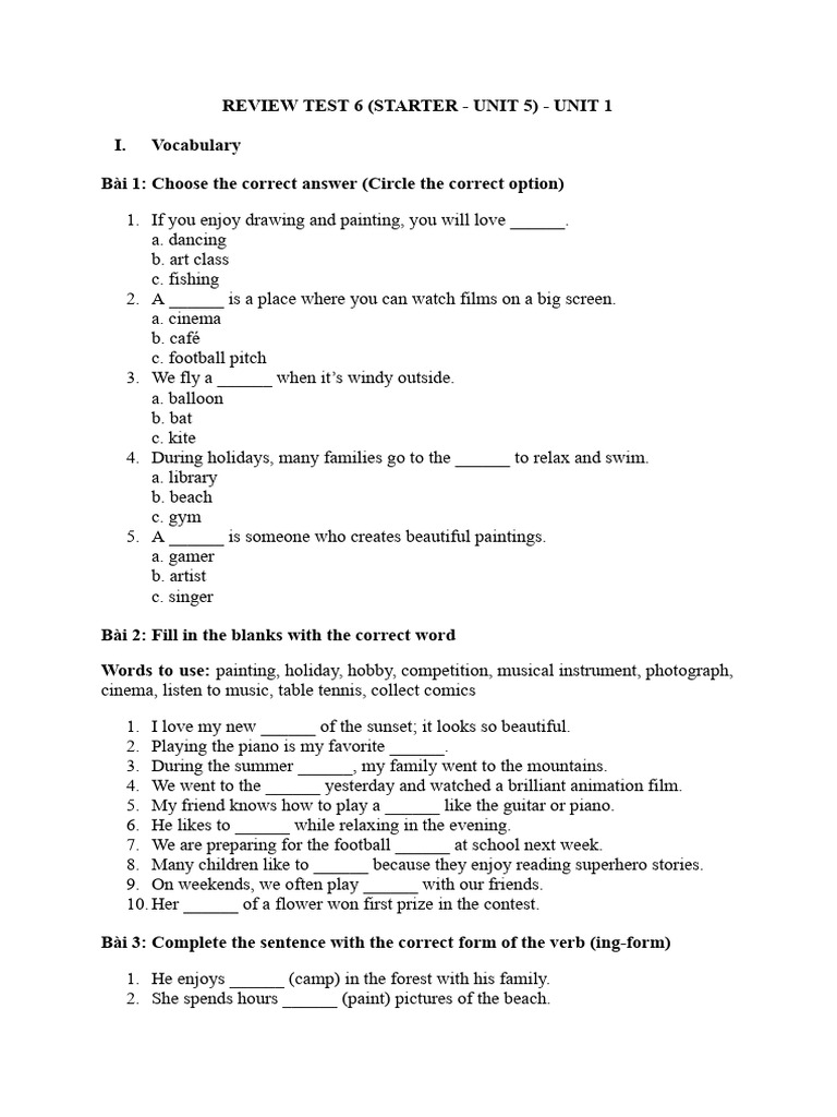 Review Test 6 (Starter - Unit 5) | PDF
