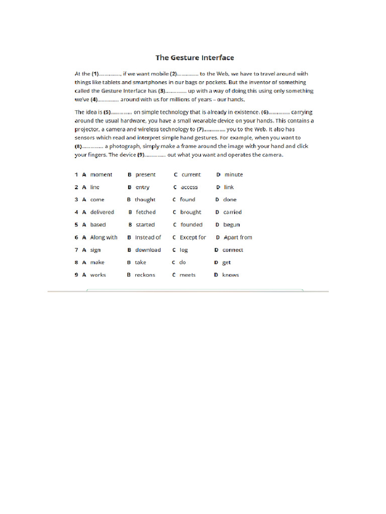 The Gesture Interface Use of English | PDF