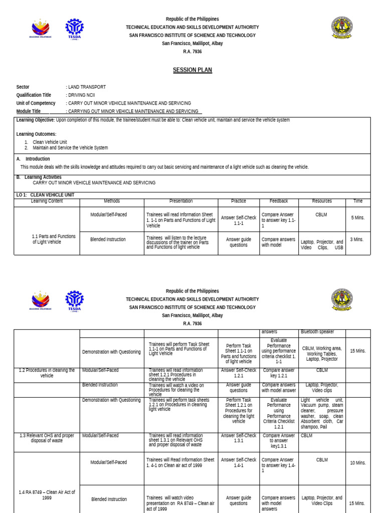 1.1 Carry Out Minor Vehicle Maintenance and Servicing | PDF | Housekeeping