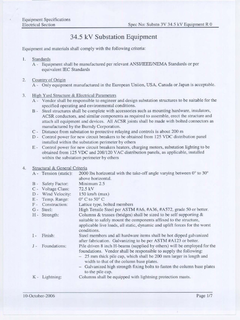 P16.1 - 34.5kv Substation Equipment | PDF | Electrical Substation | Screw