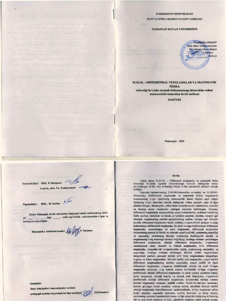 01 01 02 Differensial Tenglamalar Va Matematik Fizika 11zon 1 | PDF