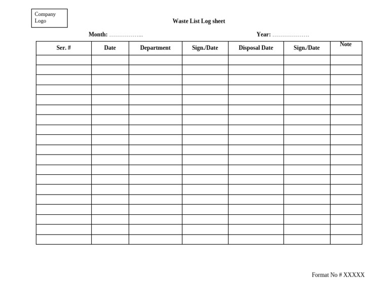 Waste List Log Book | PDF