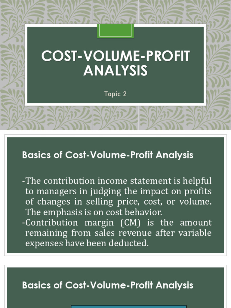 Cost Volume Profit Analysis | PDF | Financial Accounting | Business ...
