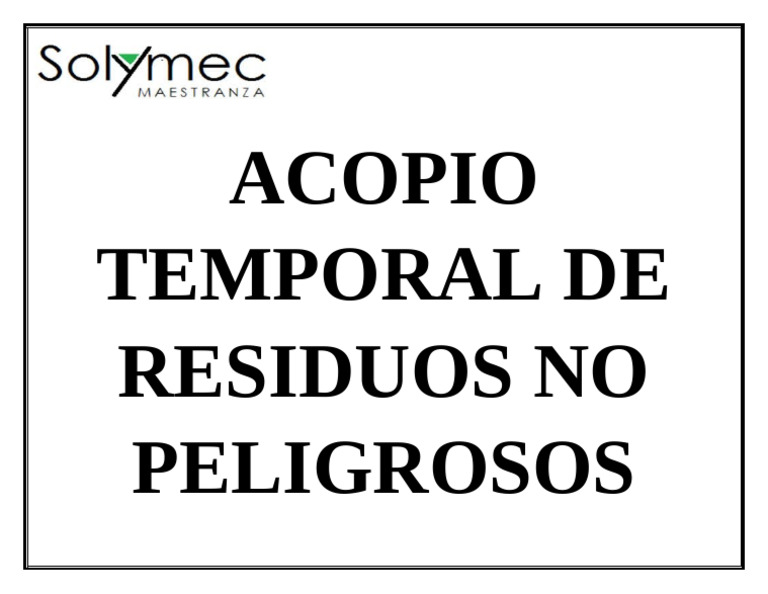 Acopio Temporal de Residuos No Peligrosos | PDF