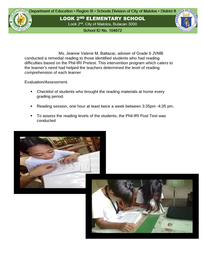 Grade 6 Remedial Reading Program | PDF