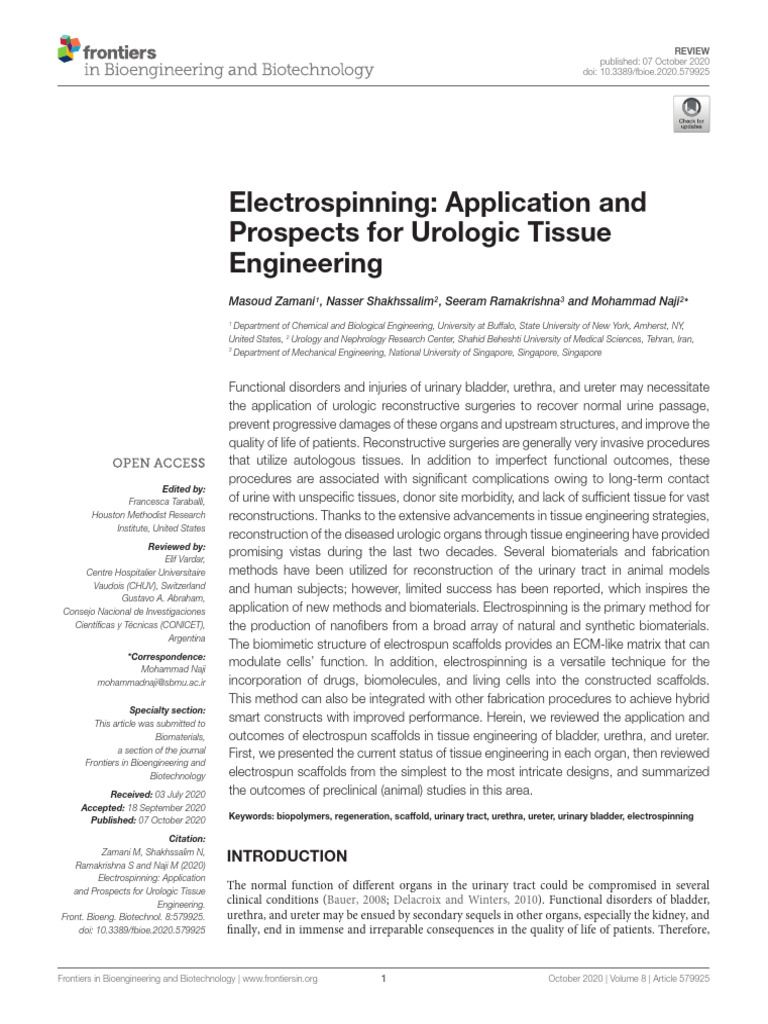 38-Electrospinning Application and | PDF | Tissue Engineering | Extracellular Matrix