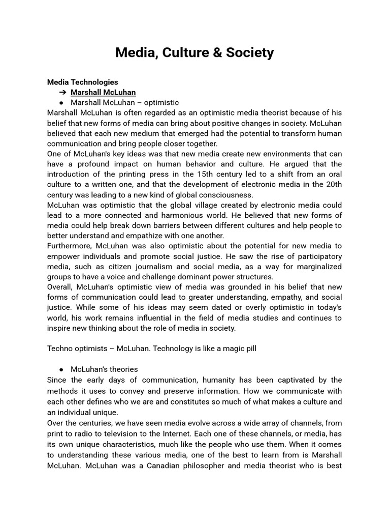 Media, Culture & Society | PDF | Determinism | Mass Media