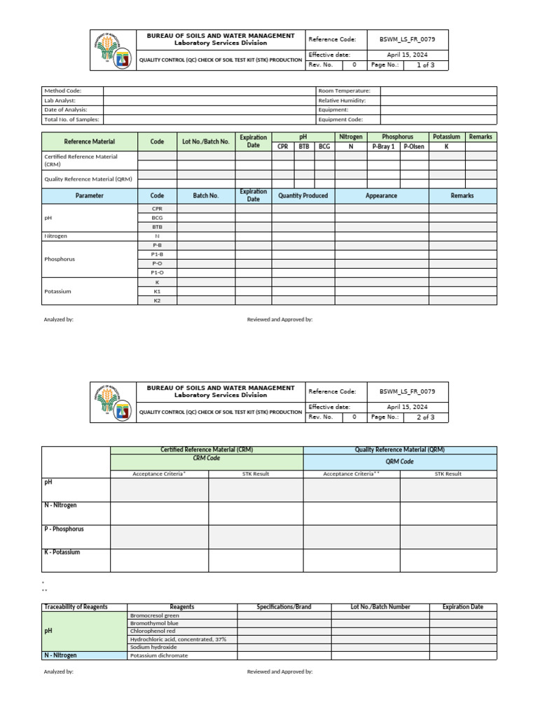 QC Form for STK Production(2) | PDF | Acid | Ammonium