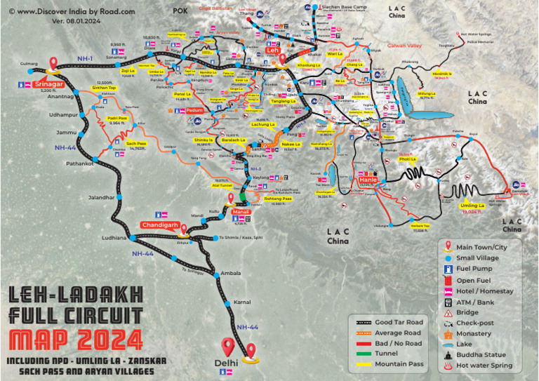 Leh-Ladakh Full Circuit Map 2024 | PDF
