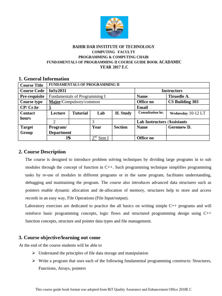 Fundamentals of Programming II Guide | PDF | Pointer (Computer Programming) | Computer Programming