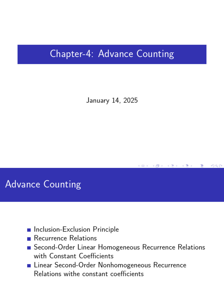 AdvanceCountingCh4 (1) | PDF | Recurrence Relation | Mathematical Logic