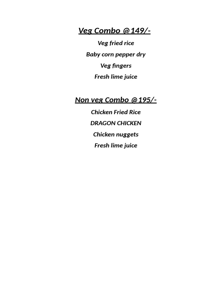 Combo Menu | PDF