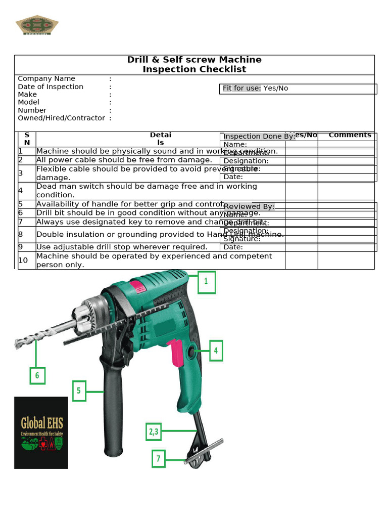 DRILL MACHINE-Inspection-Checklist | PDF