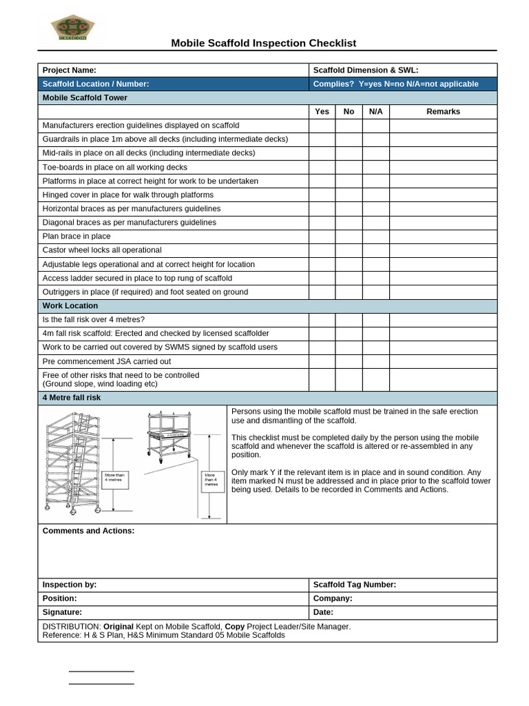 Mobile-Scaffold-Inspection-Checklist | PDF | Scaffolding