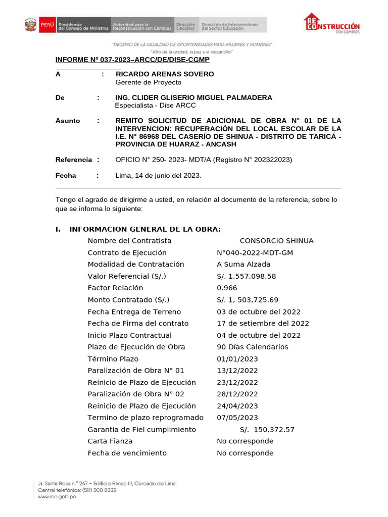 Informe de Evaluacion - Adicional - Deductivo | PDF | Presupuesto